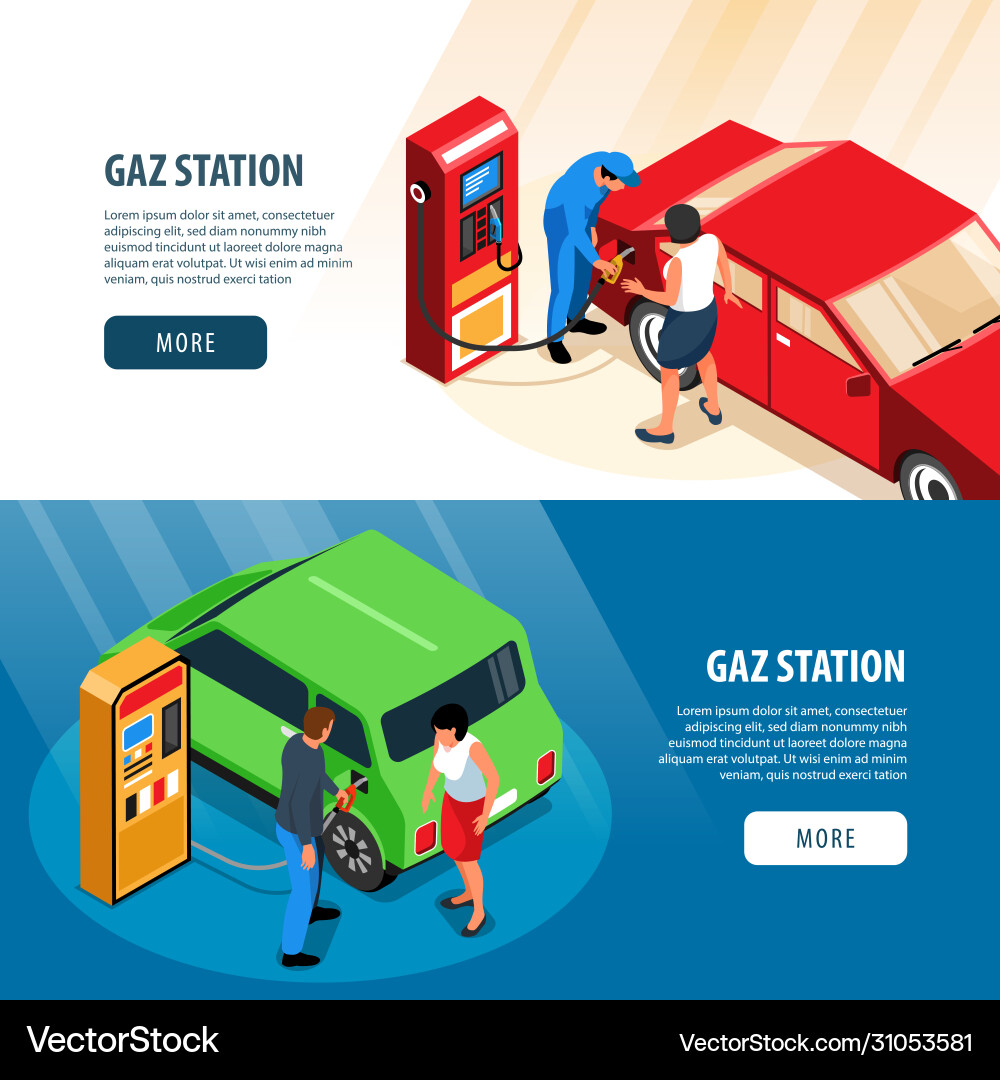 Gas station horizontal banners Royalty Free Vector Image