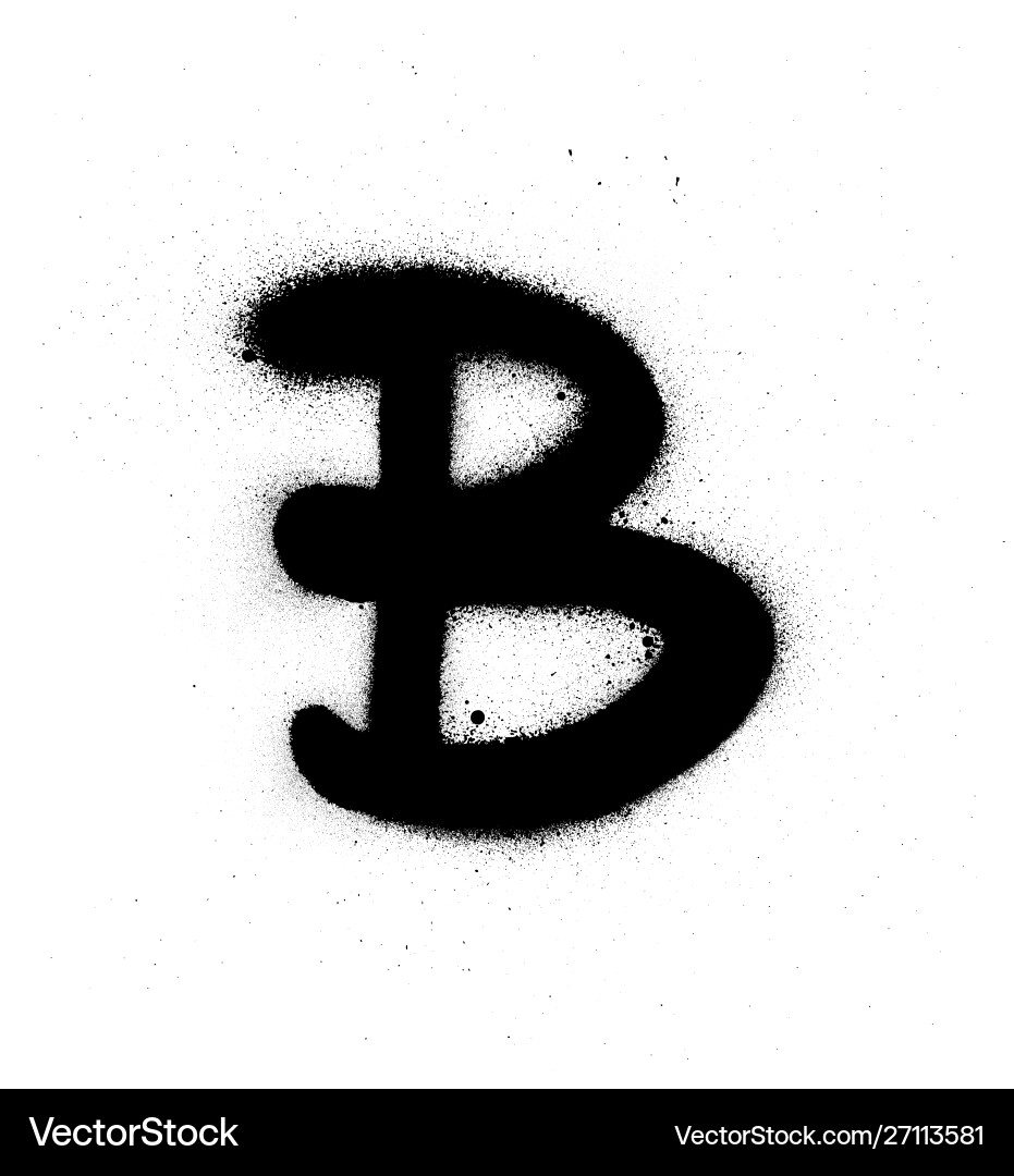 Graffiti small fat b font sprayed in black over Vector Image
