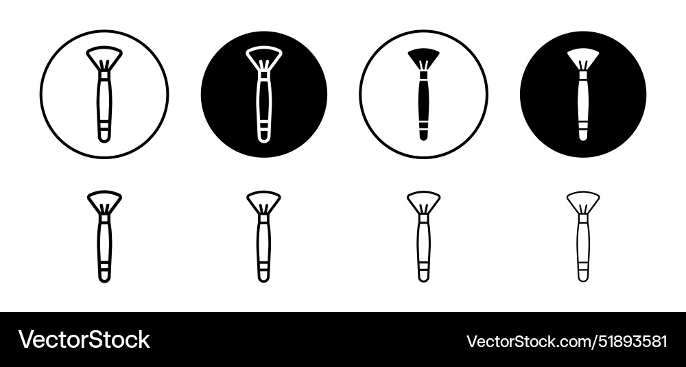 Inclined makeup brush icon set collection Vector Image