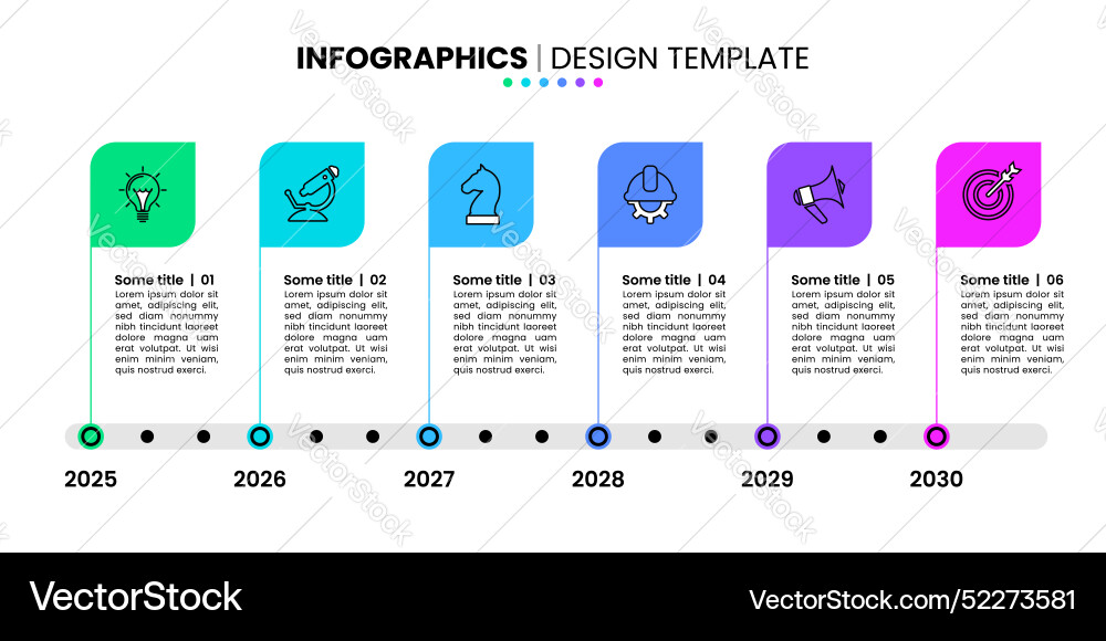 Infographic template timeline with 6 flags Vector Image