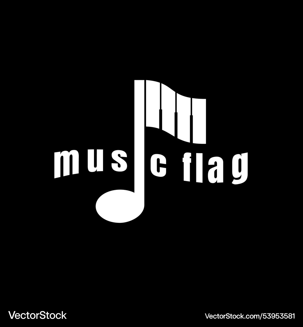 Music flag piano logo design Royalty Free Vector Image