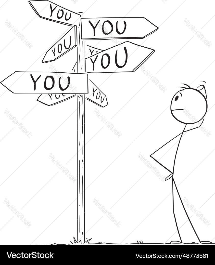 Person Seeking Self Cartoon Royalty Free Vector Image