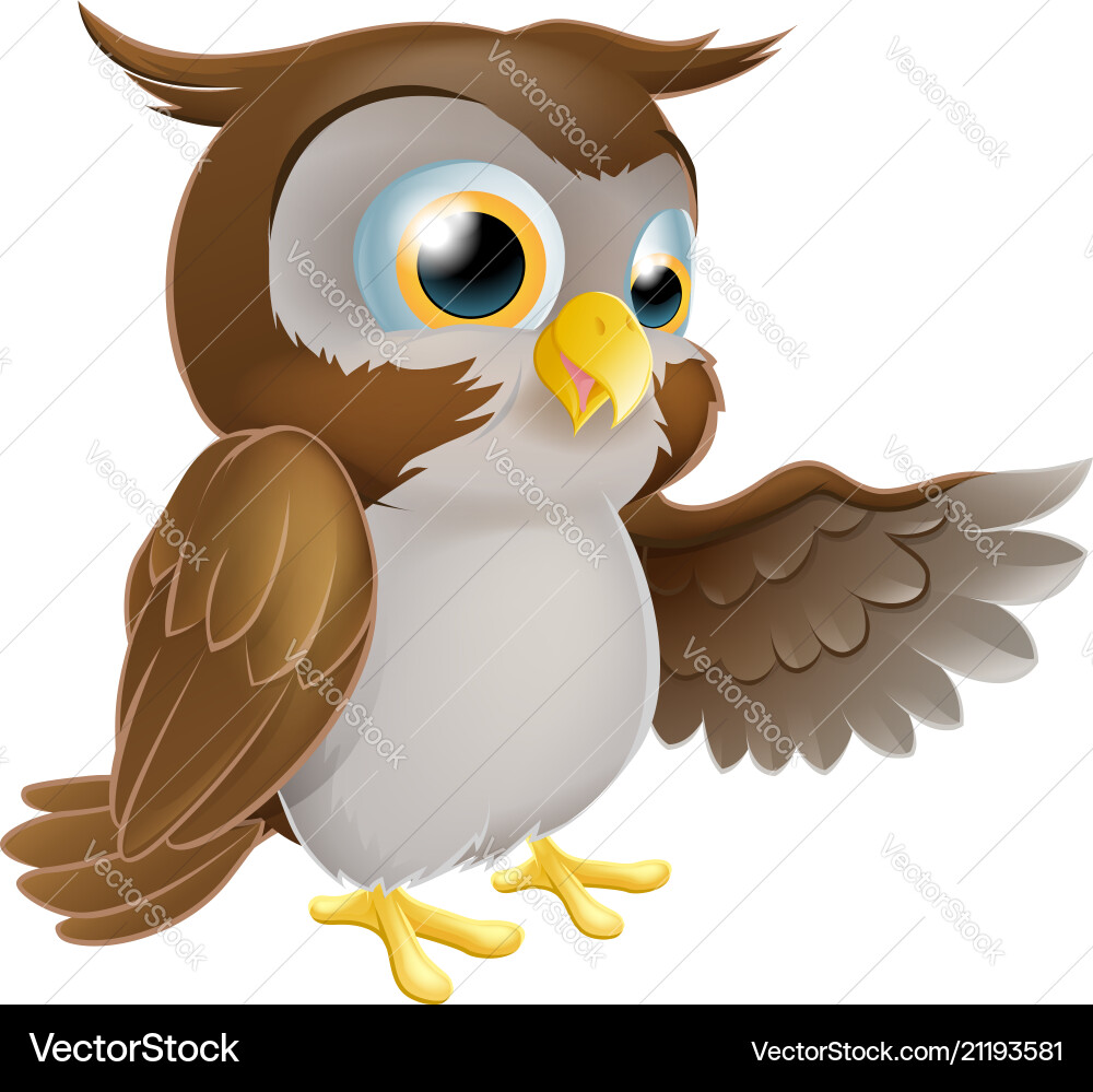Pointing owl character Royalty Free Vector Image