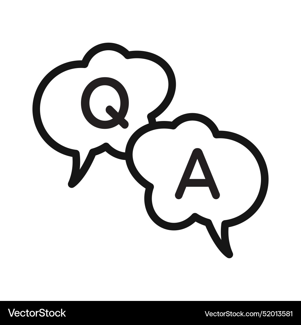 Questions and answers icon black line art Vector Image