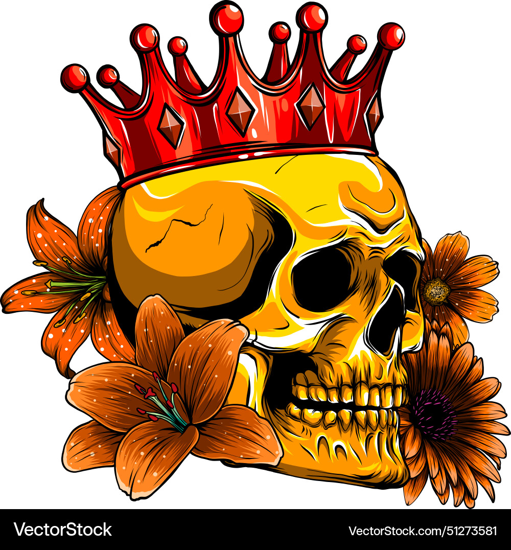 Skull wearing a king crown Royalty Free Vector Image