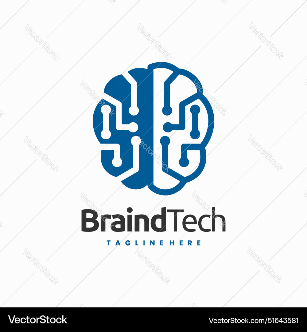 Smart chip logo chip brain logo Royalty Free Vector Image