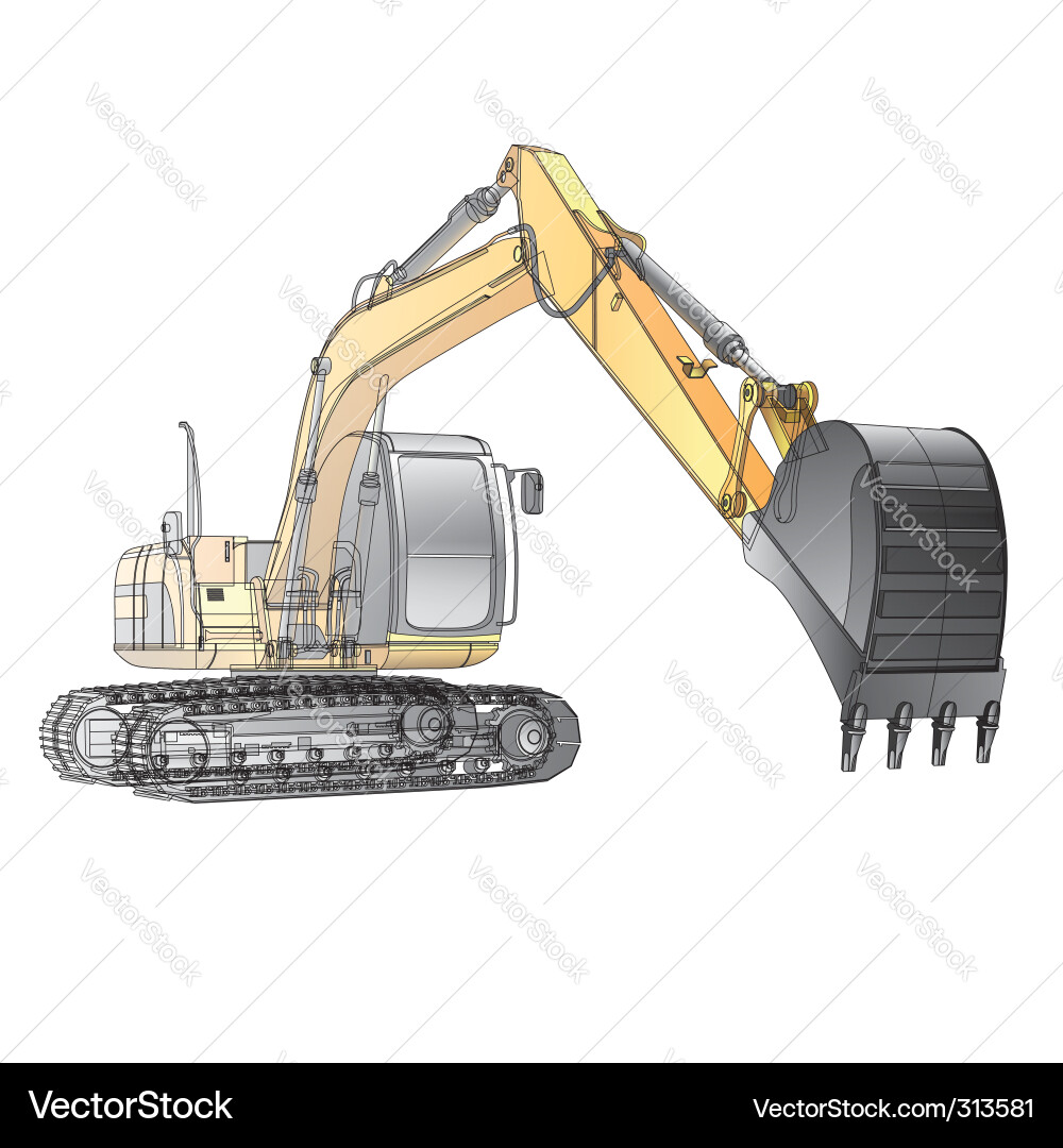 Yellow Crawler Excavator Royalty Free Vector Image