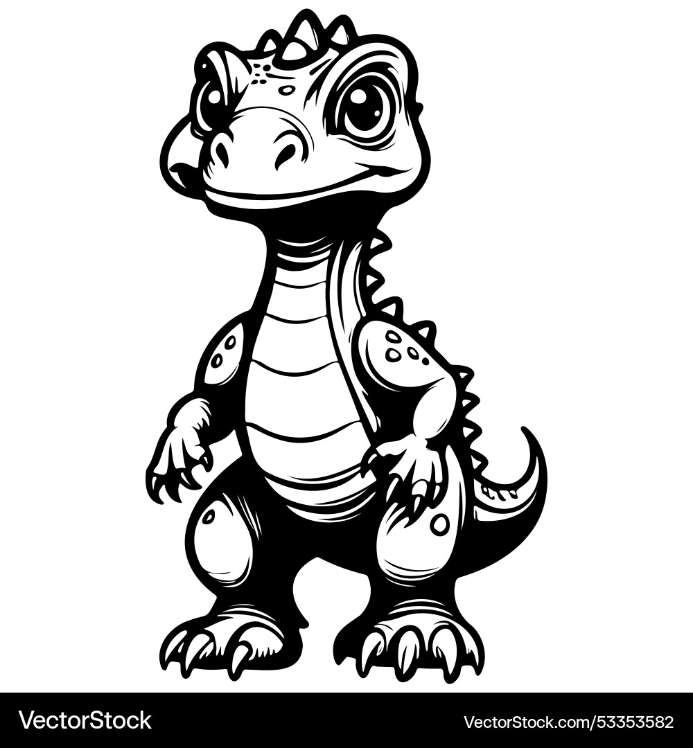 Cartoon dinosaur drawing vintage line image Vector Image