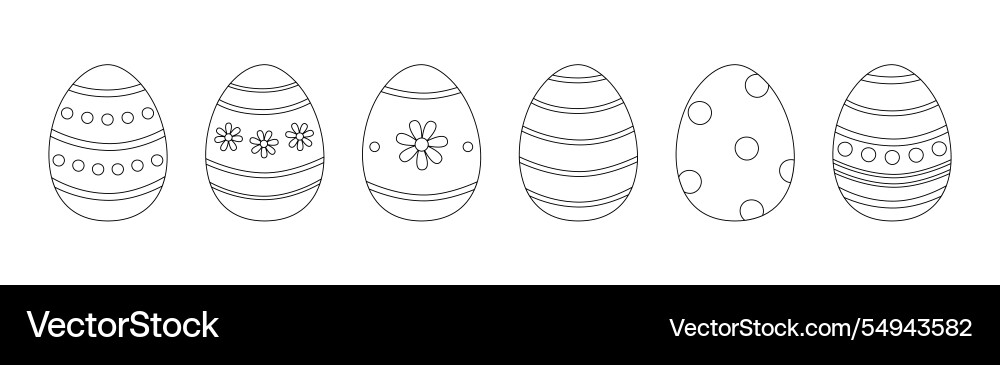 Coloring page with easter eggs set decorated Vector Image