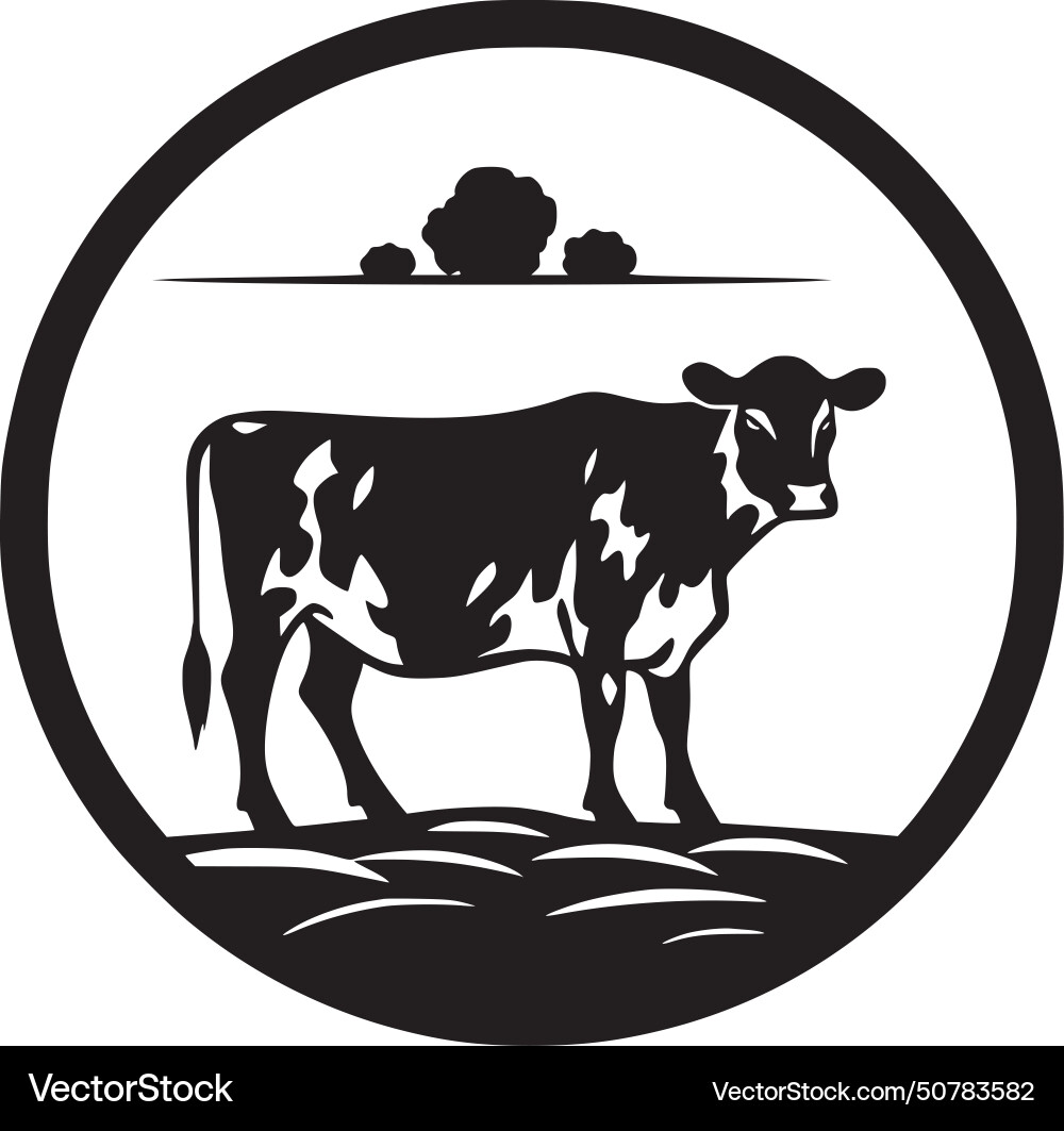 Cow - black and white Royalty Free Vector Image