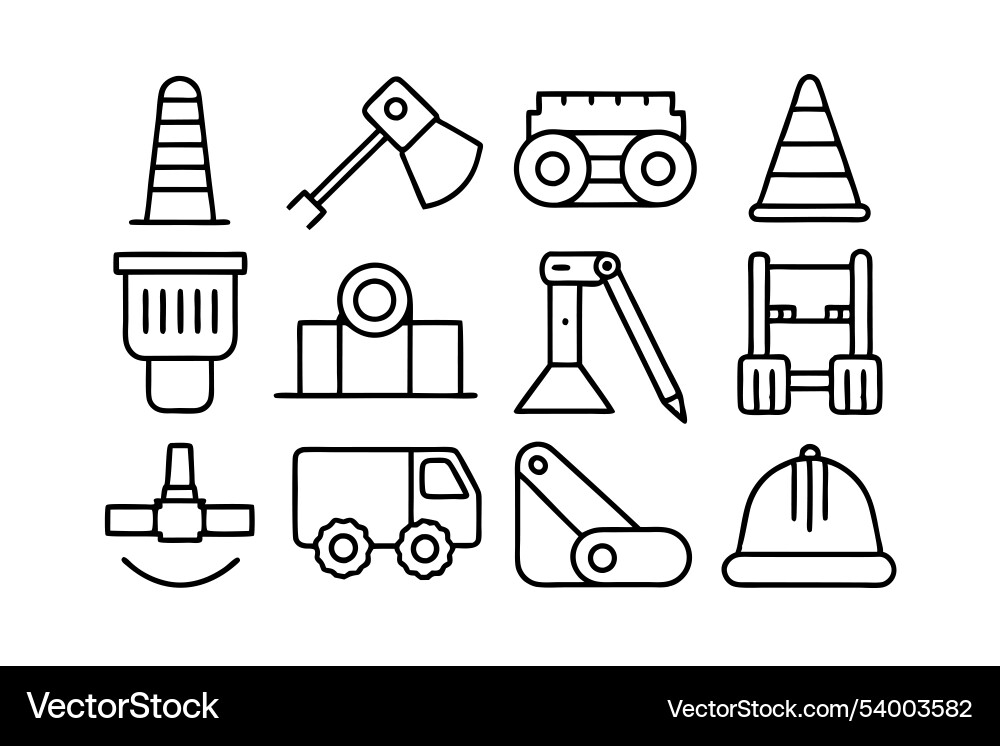 Create 16 icons of construction line art Vector Image