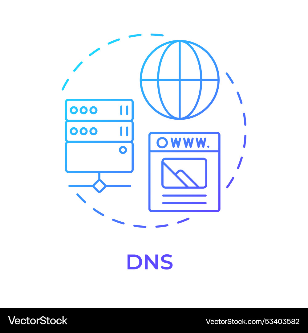 Dns blue gradient concept icon Royalty Free Vector Image
