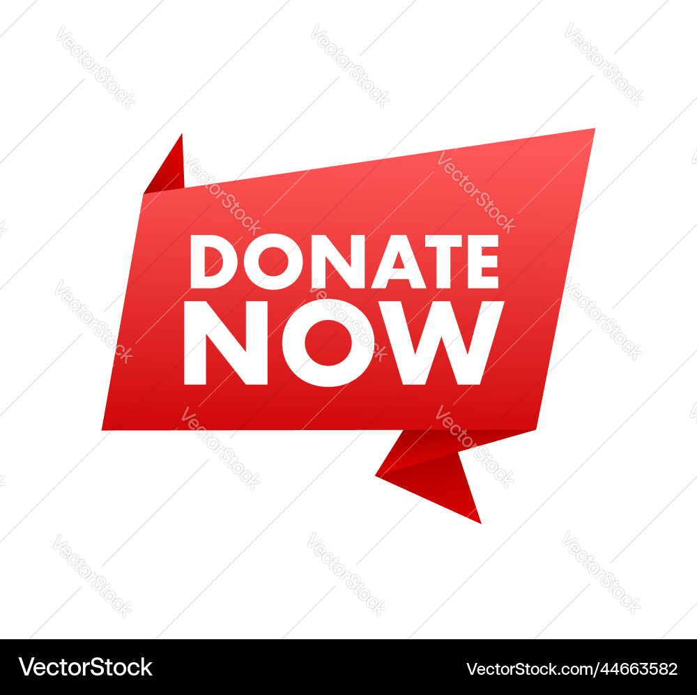 Donate Now Sign - Red Label Royalty Free Vector Image