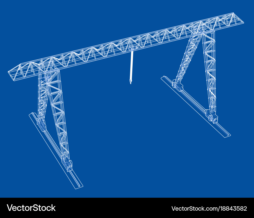 Gantry crane wire-frame eps10 format Royalty Free Vector