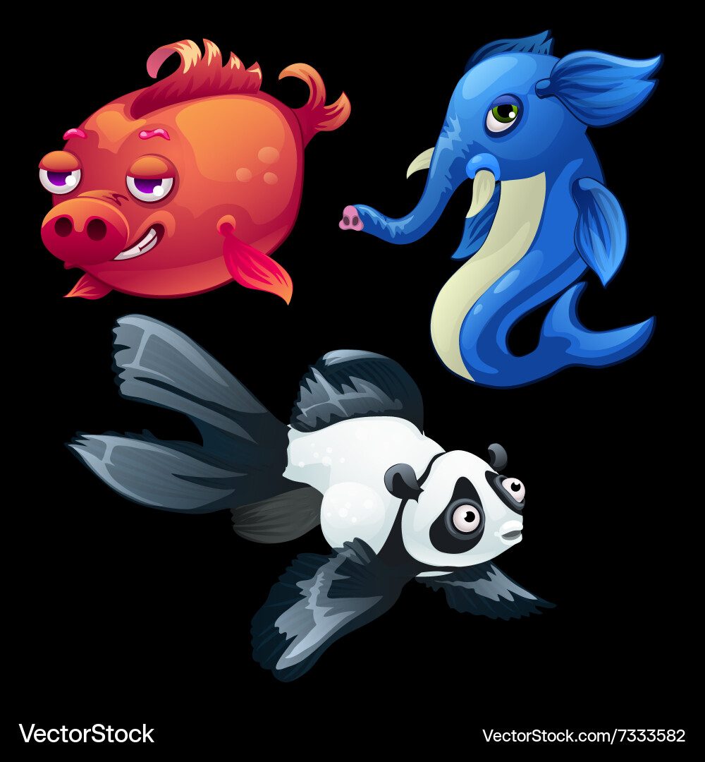 Hybrid animals and fish elephant panda pig Vector Image