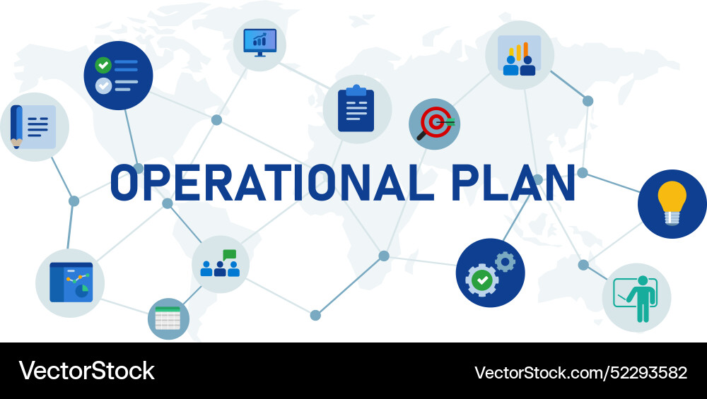 Operational plan operating procedure mind map icon