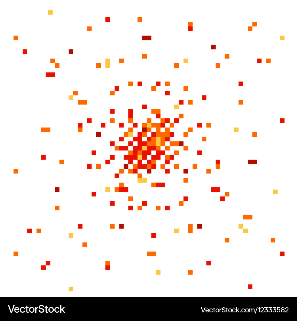 Pixel art abstract bomb explosion mosaic isolated Vector Image