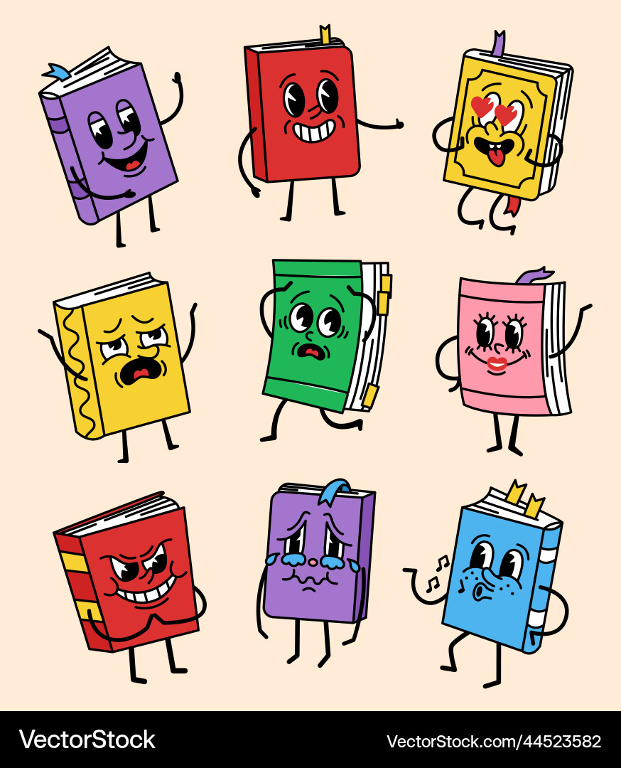 Smiling Book Characters Royalty Free Vector Image