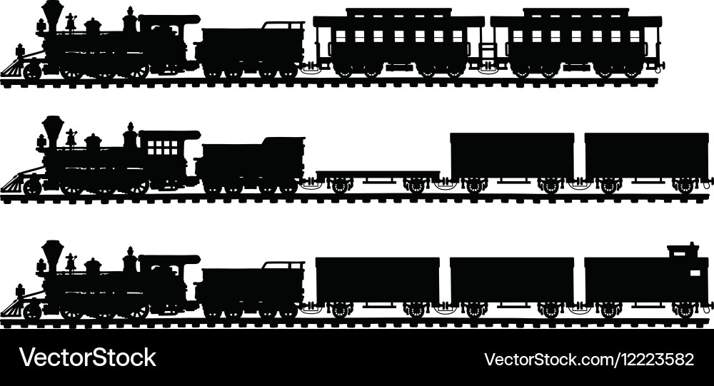 Vintage american steam trains Royalty Free Vector Image