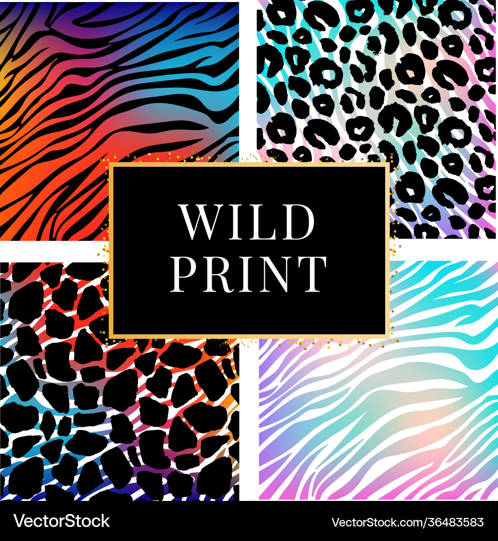 A collection four different animal wild print Vector Image