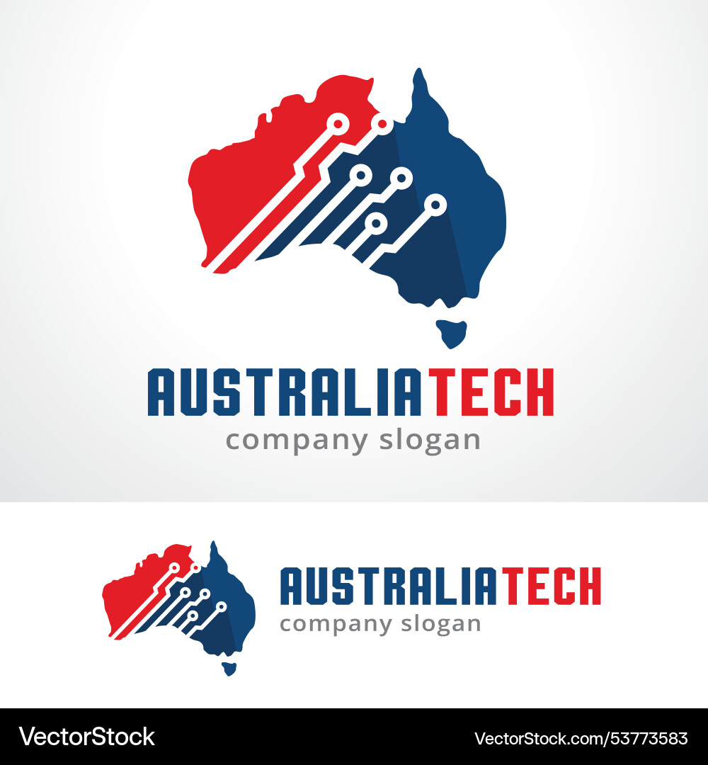 Australia tech logo template design emblem Vector Image