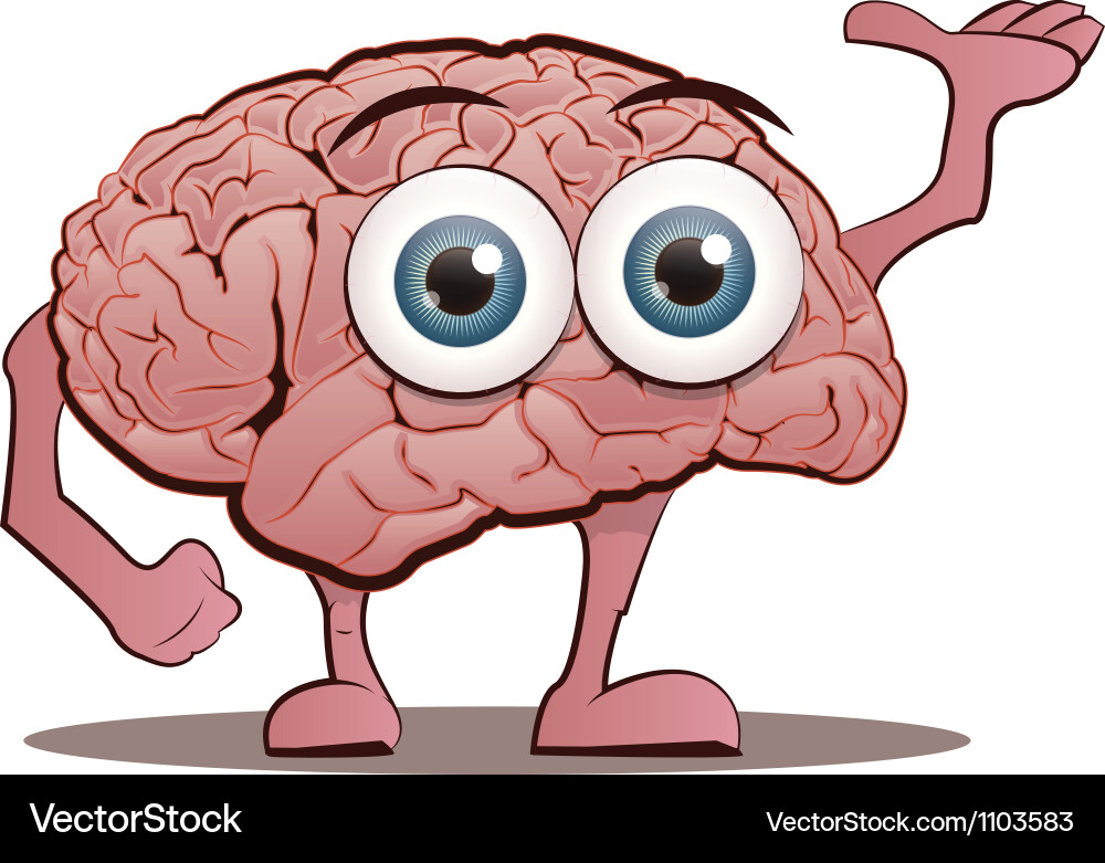 Brain character with hands and feet Royalty Free Vector