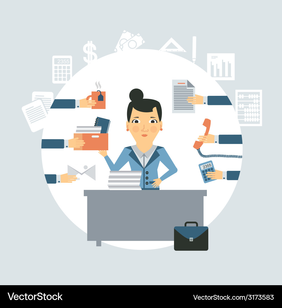 Busy Accountant Workplace Royalty Free Vector Image