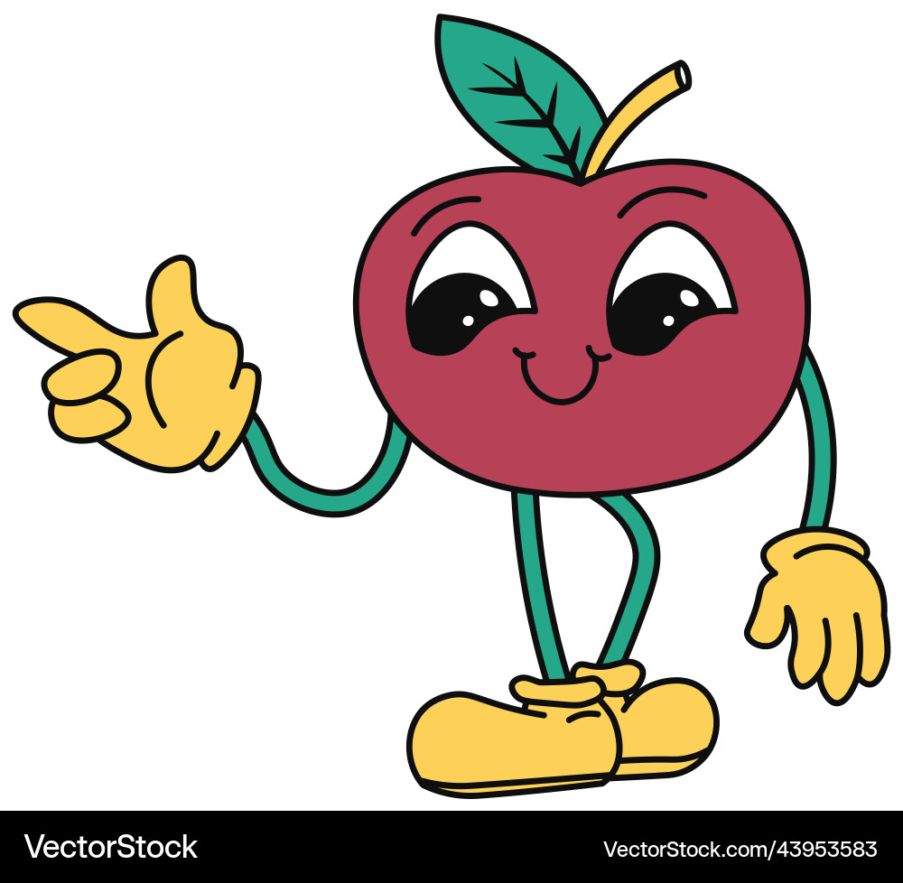 Cheerful character sticker smiling cherry Vector Image