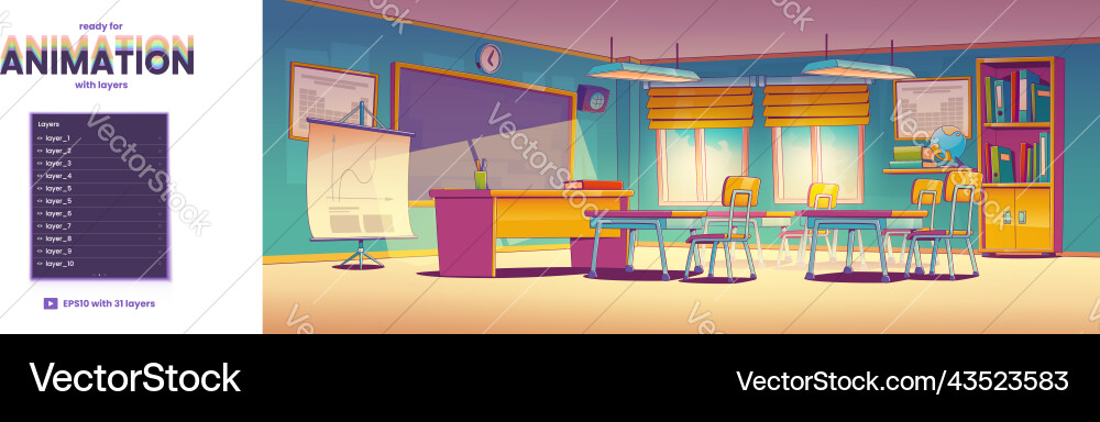 Classroom interior template ready for animation Vector Image