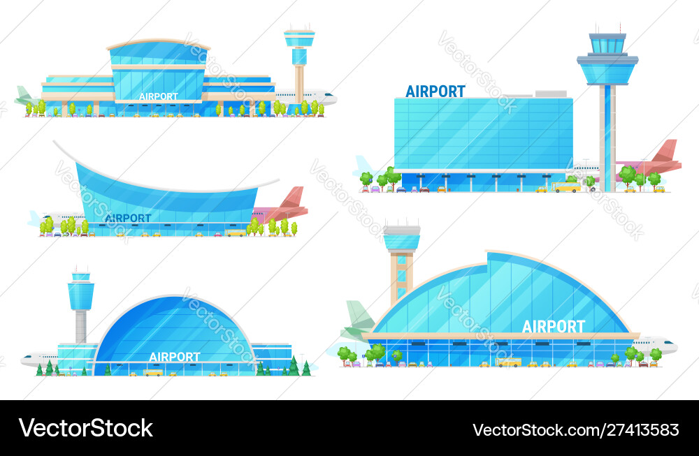 Control tower airport terminal buildings Vector Image