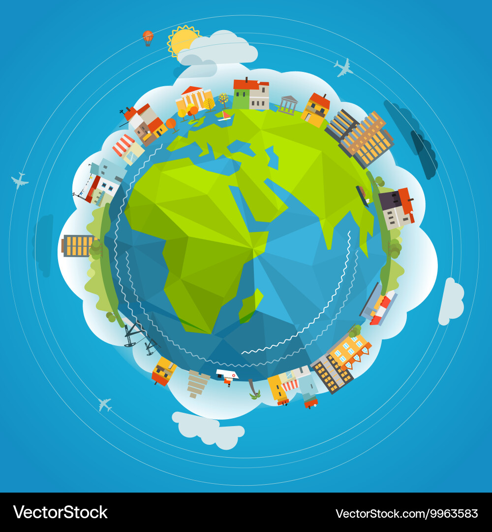 Flat design of the earth Royalty Free Vector Image