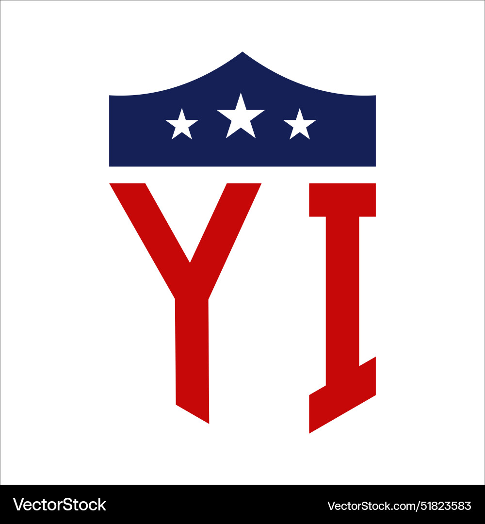 Patriotic yi logo design letter Royalty Free Vector Image