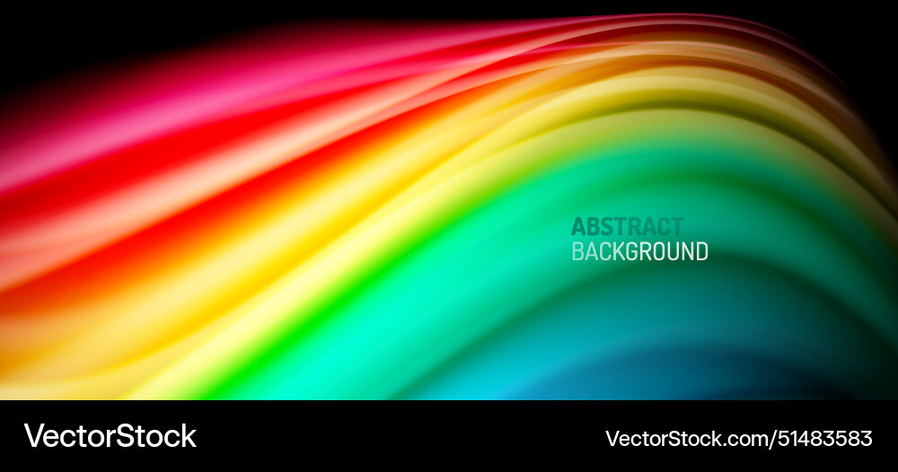 Rainbow color wave lines on black techno Vector Image