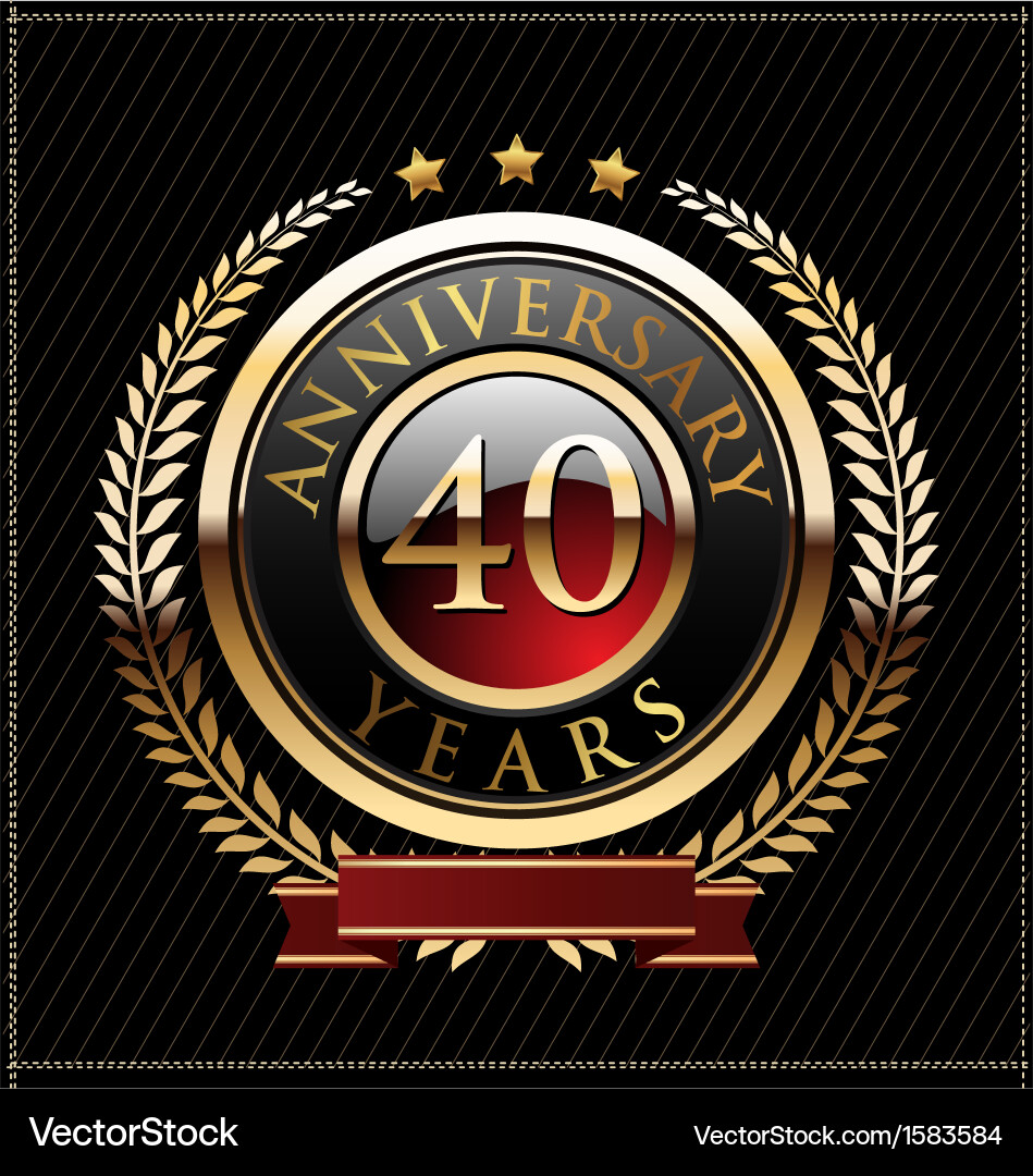 40 years anniversary golden label Royalty Free Vector Image