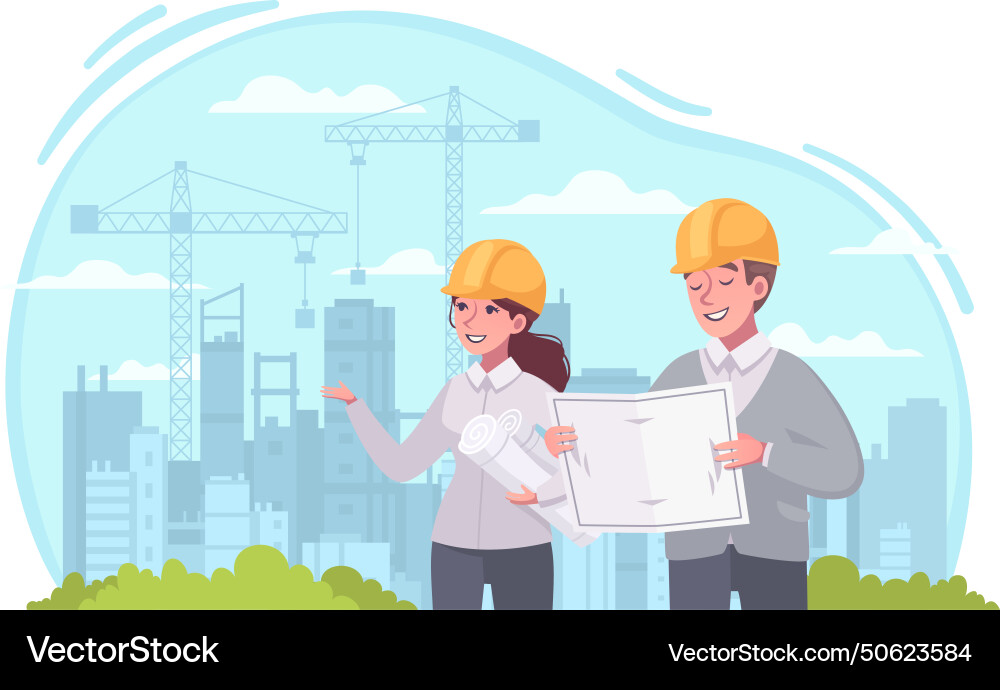 Architect work cartoon Royalty Free Vector Image