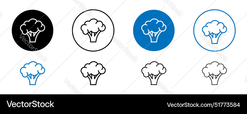Broccoli icon set vegetable symbol Royalty Free Vector Image