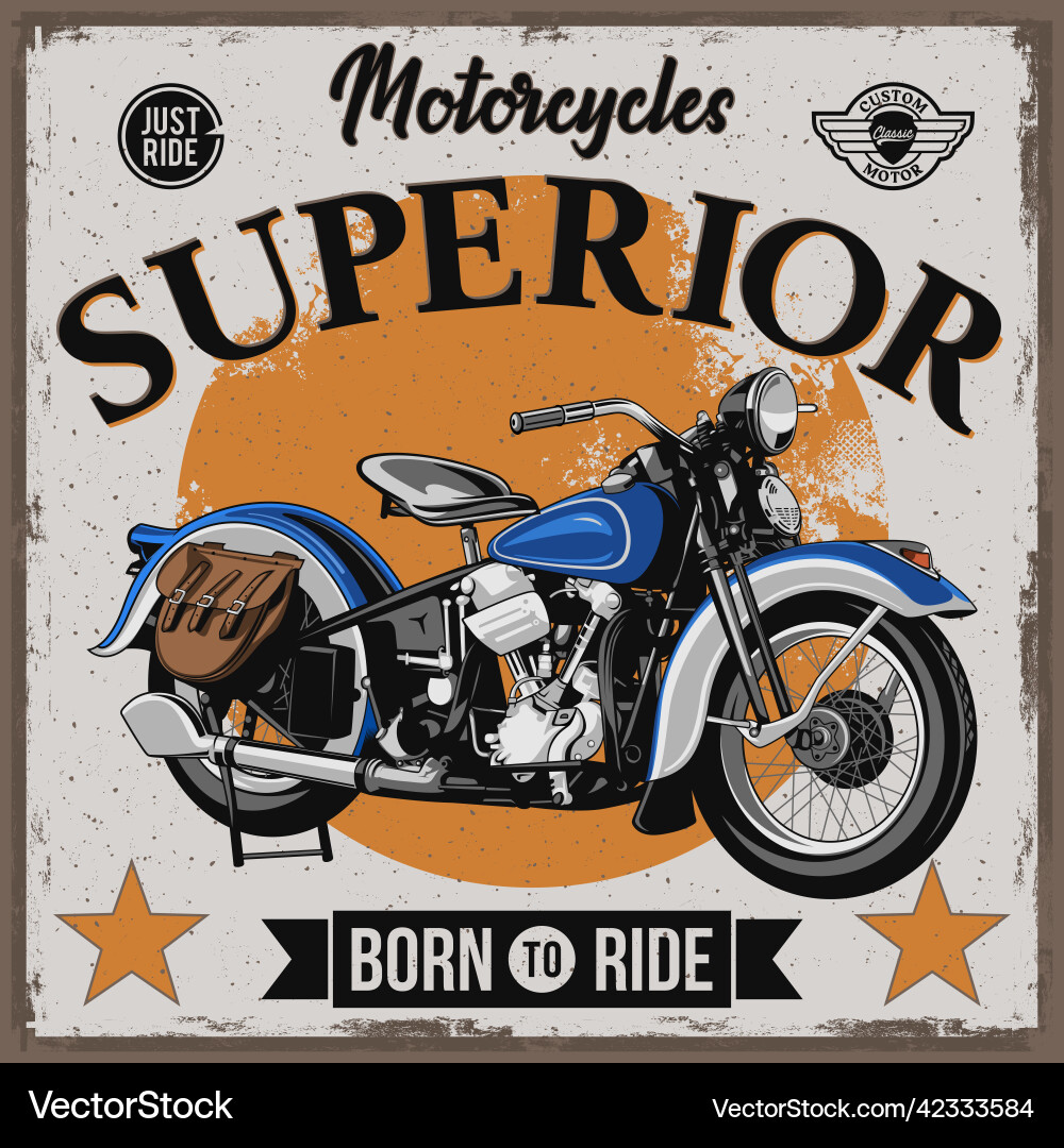 Custom blue the retro motorcycle Royalty Free Vector Image