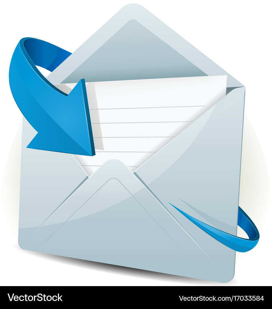Email icon with blue arrow Royalty Free Vector Image