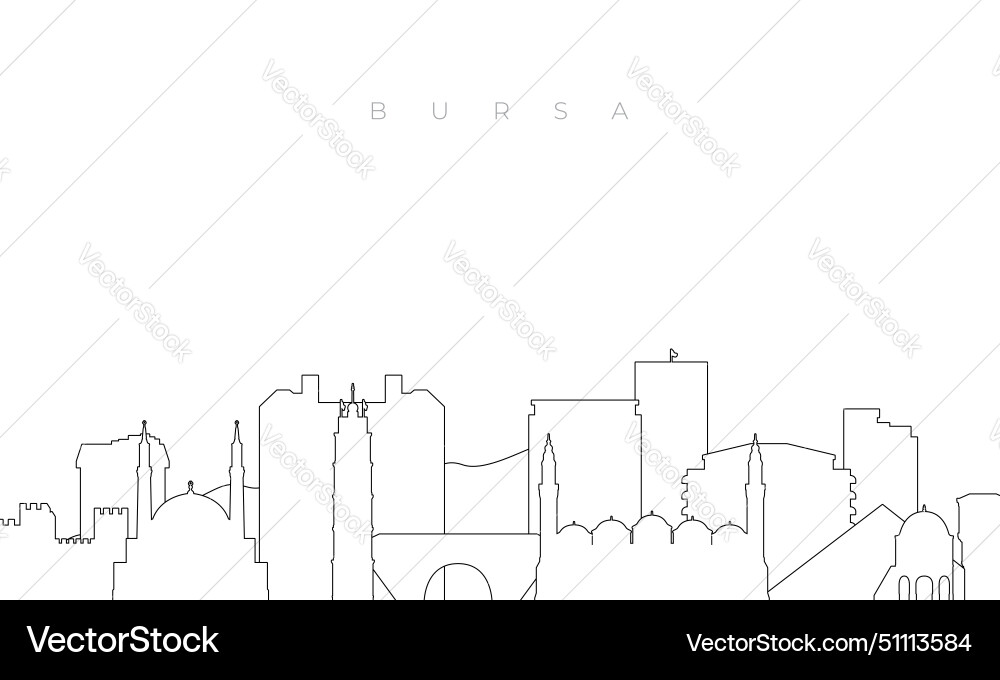 Outline bursa skyline trendy template with bursa Vector Image