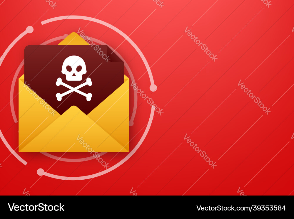 Red email virus computer screen piracy Royalty Free Vector