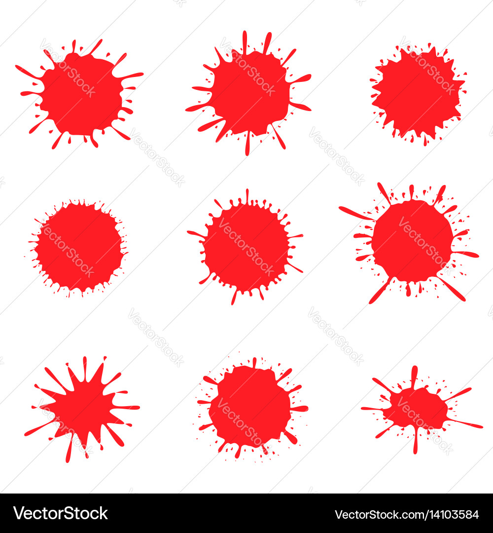 Red Paint Splatter Set Royalty Free Vector Image