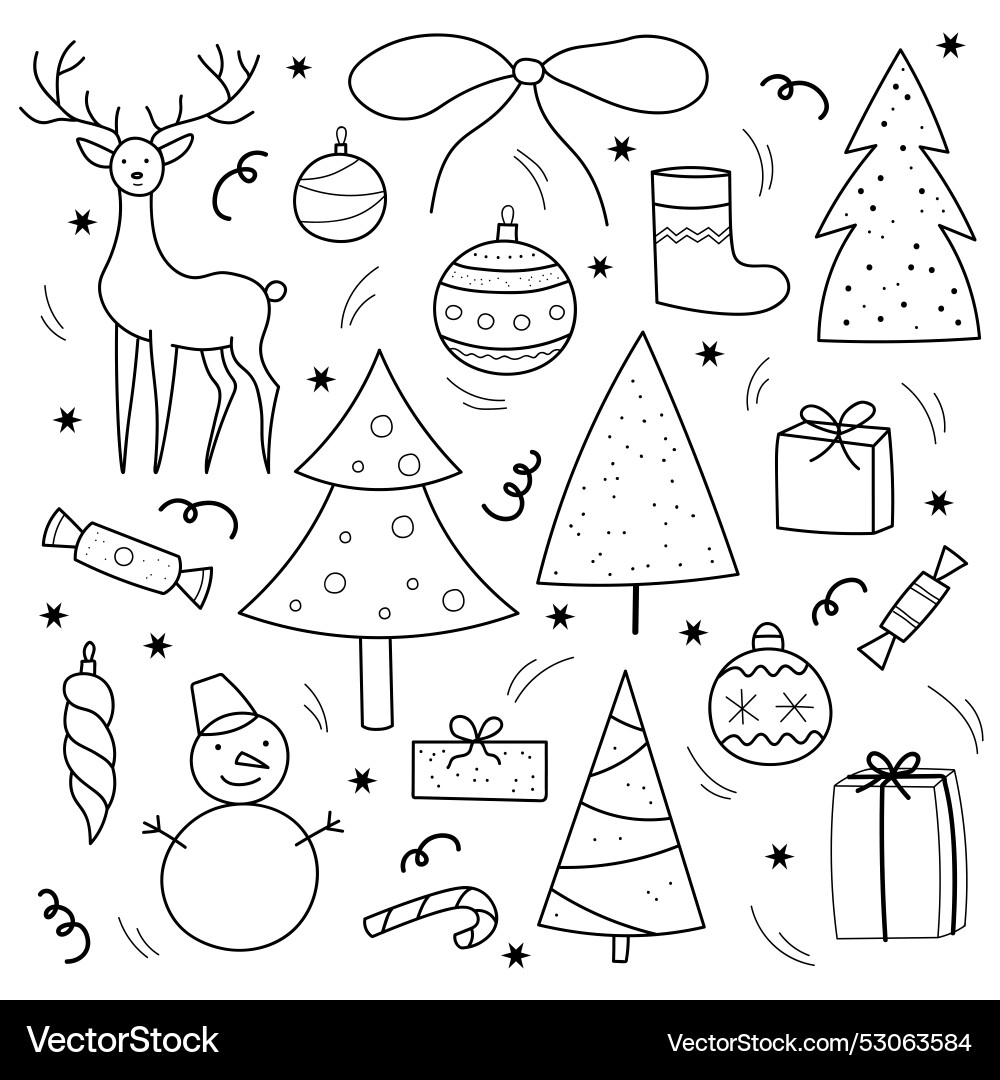Winter hand drawn doodle Royalty Free Vector Image