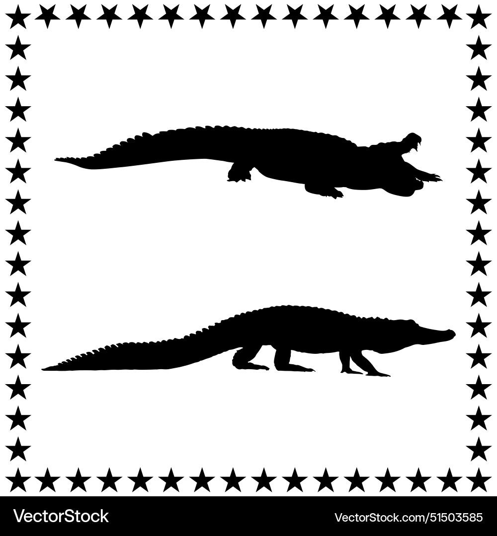 Alligator silhouette handdrawn silhouet Royalty Free Vector