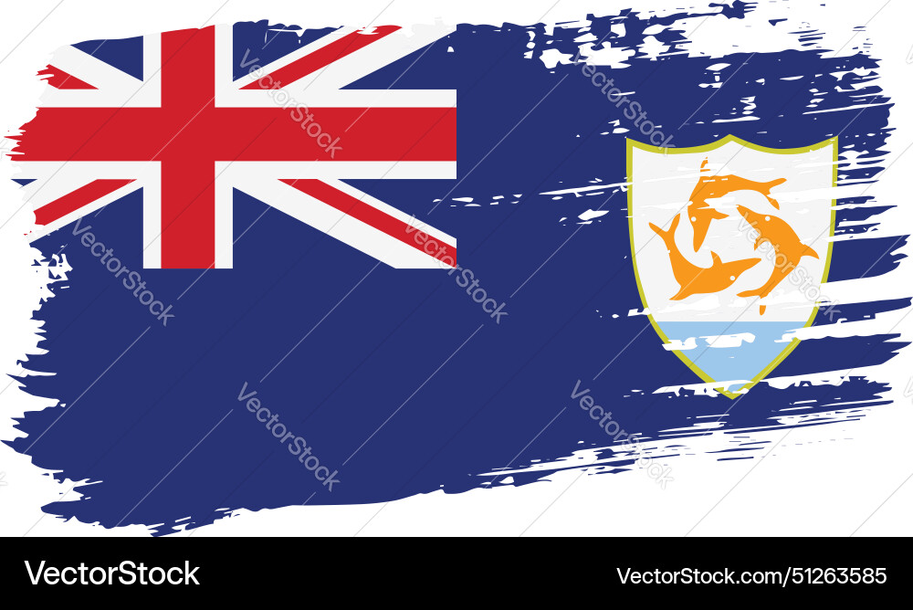 Anguilla flag wide brush stroke on transparent Vector Image