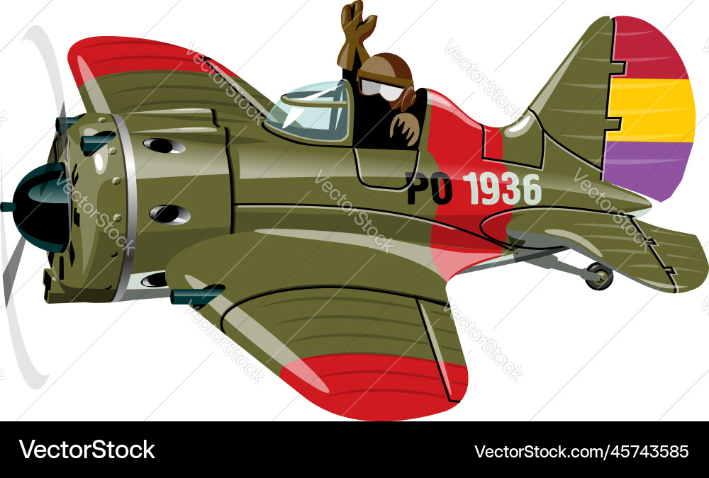 Cartoon military retro fighter Royalty Free Vector Image
