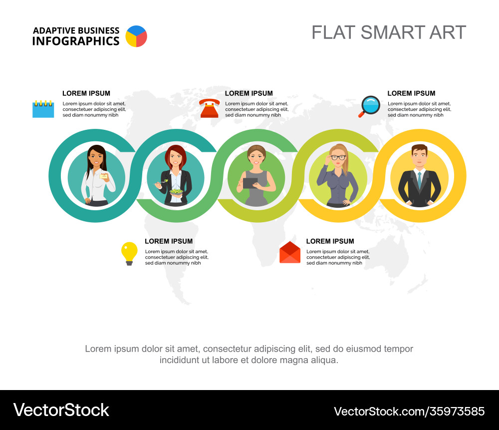 Five options project process chart template Vector Image