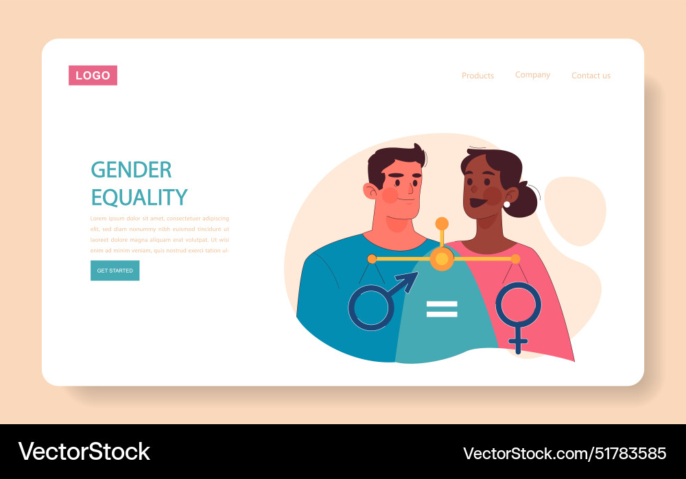 Gender equality web or landing balanced Royalty Free Vector
