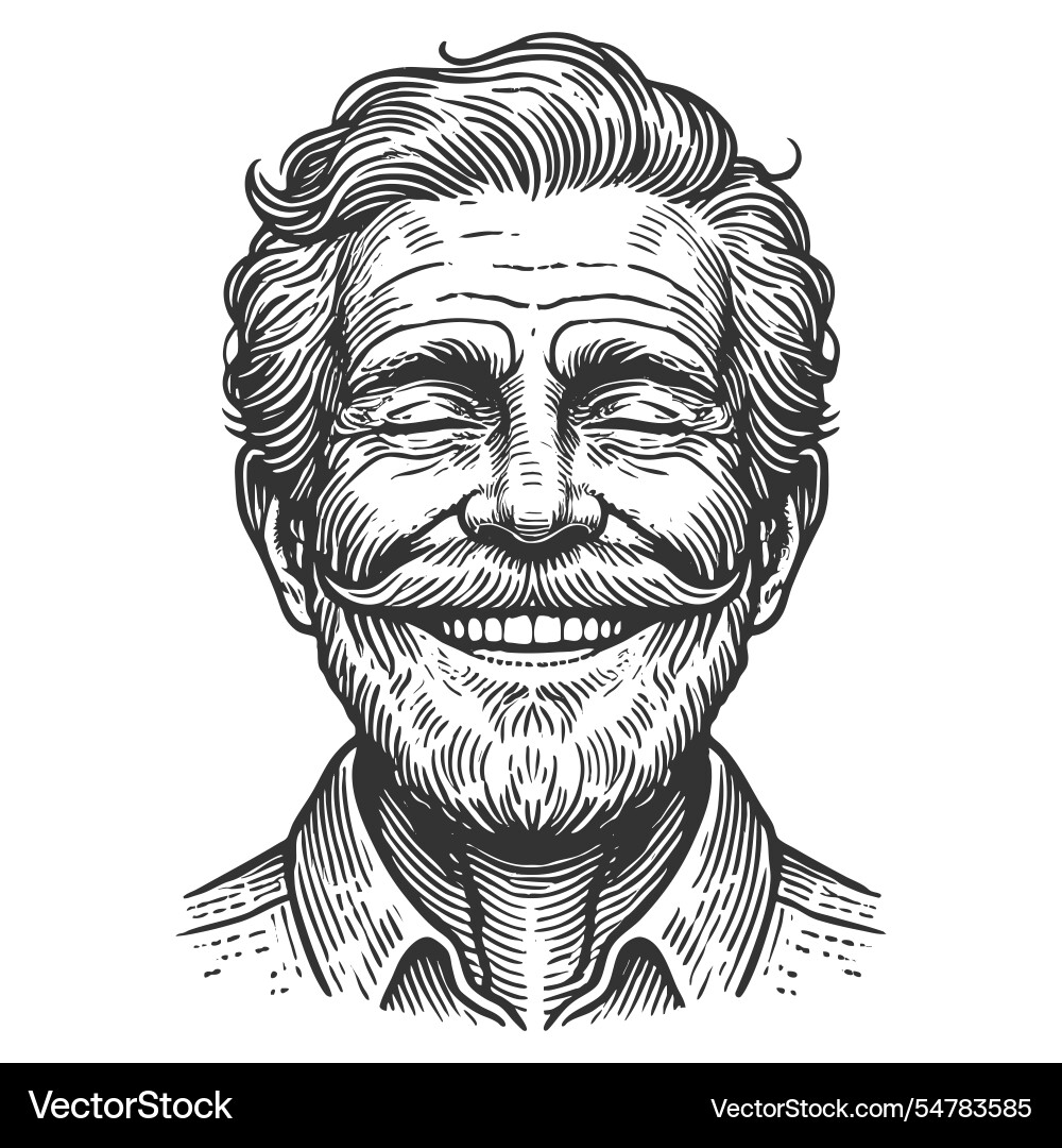 Smiling elderly man with beard Royalty Free Vector Image