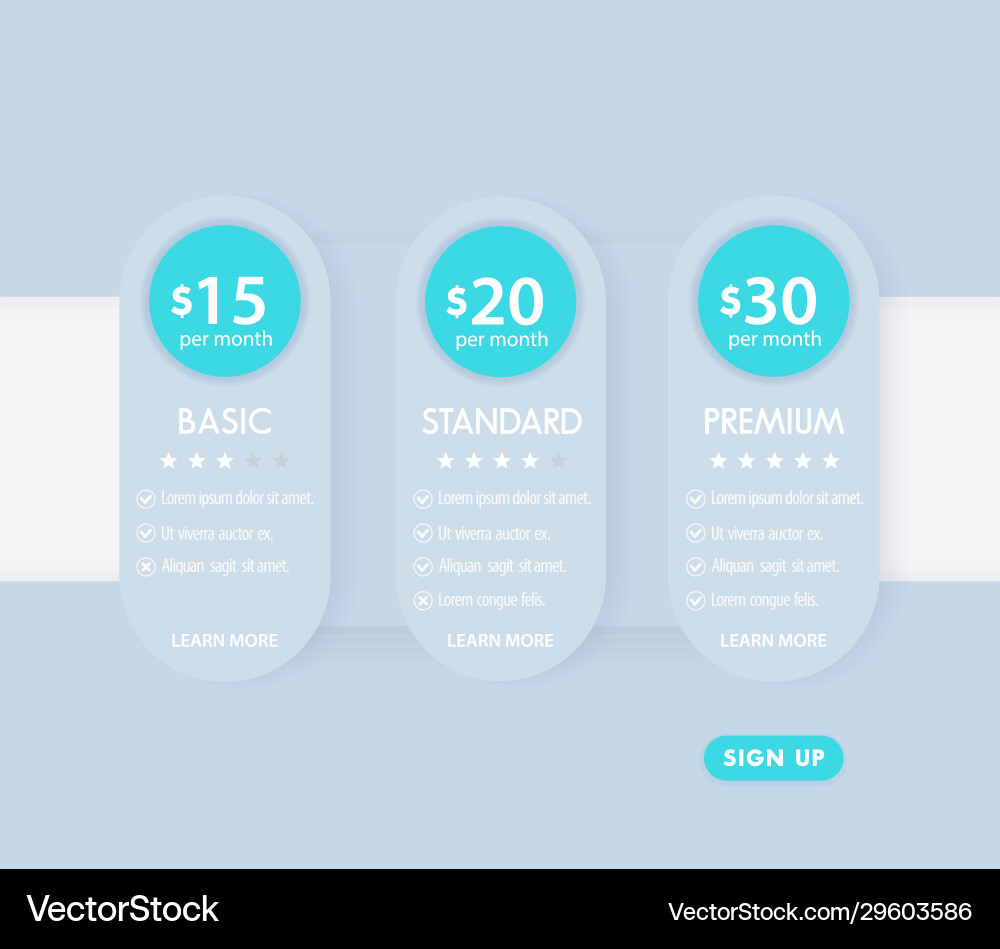 Banner for tariffs prices plans template Vector Image