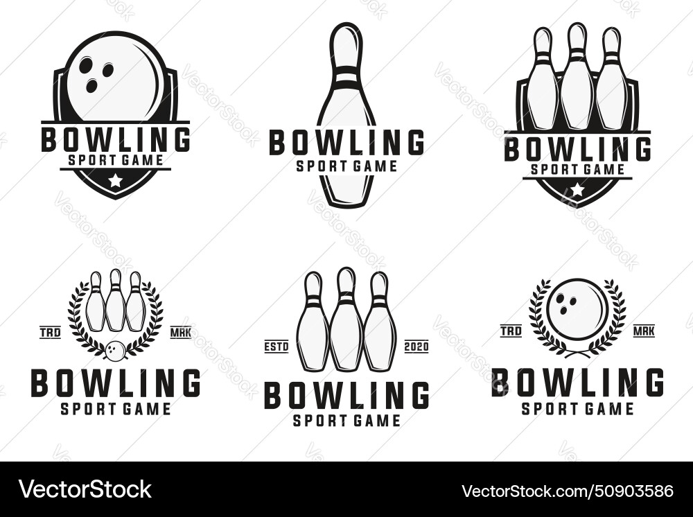 Bowling sport ball template set Royalty Free Vector Image